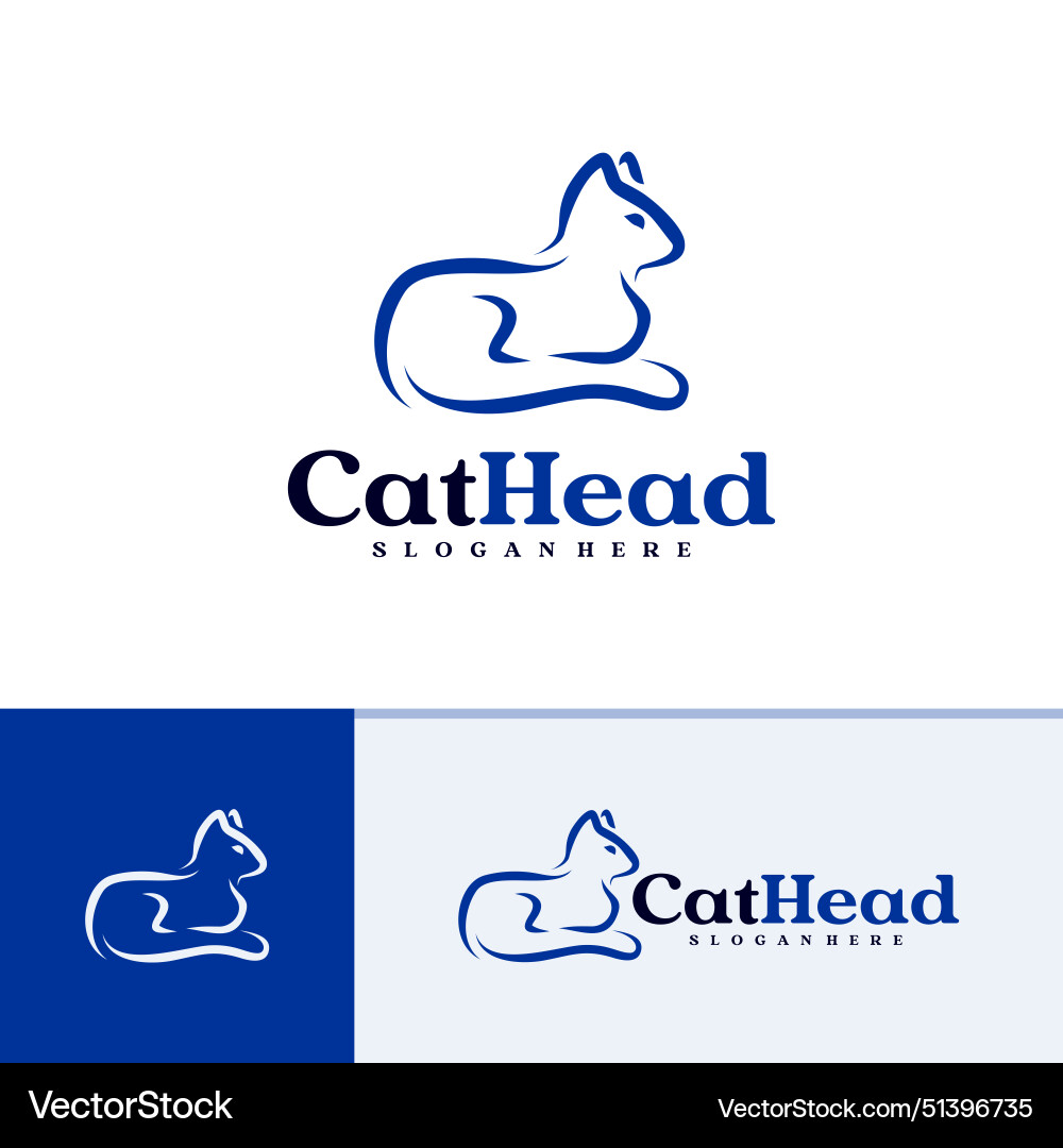 Cat logo template creative head design Royalty Free Vector
