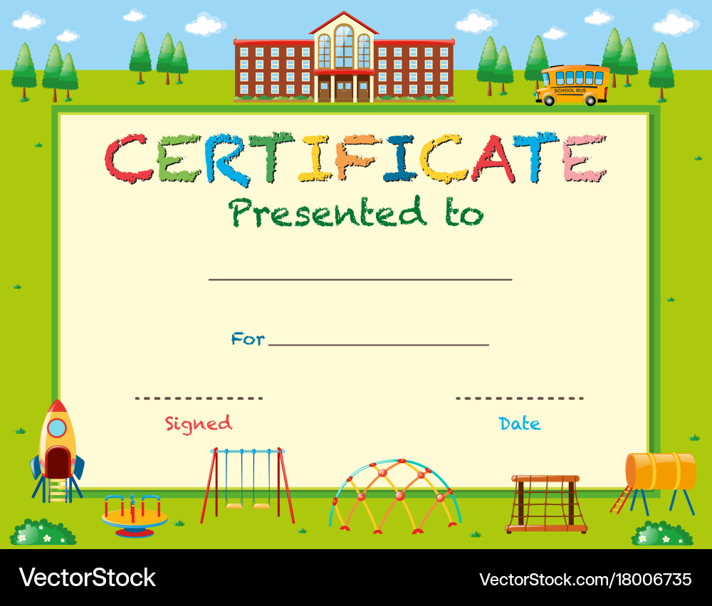 Certificate template with school in background Vector Image