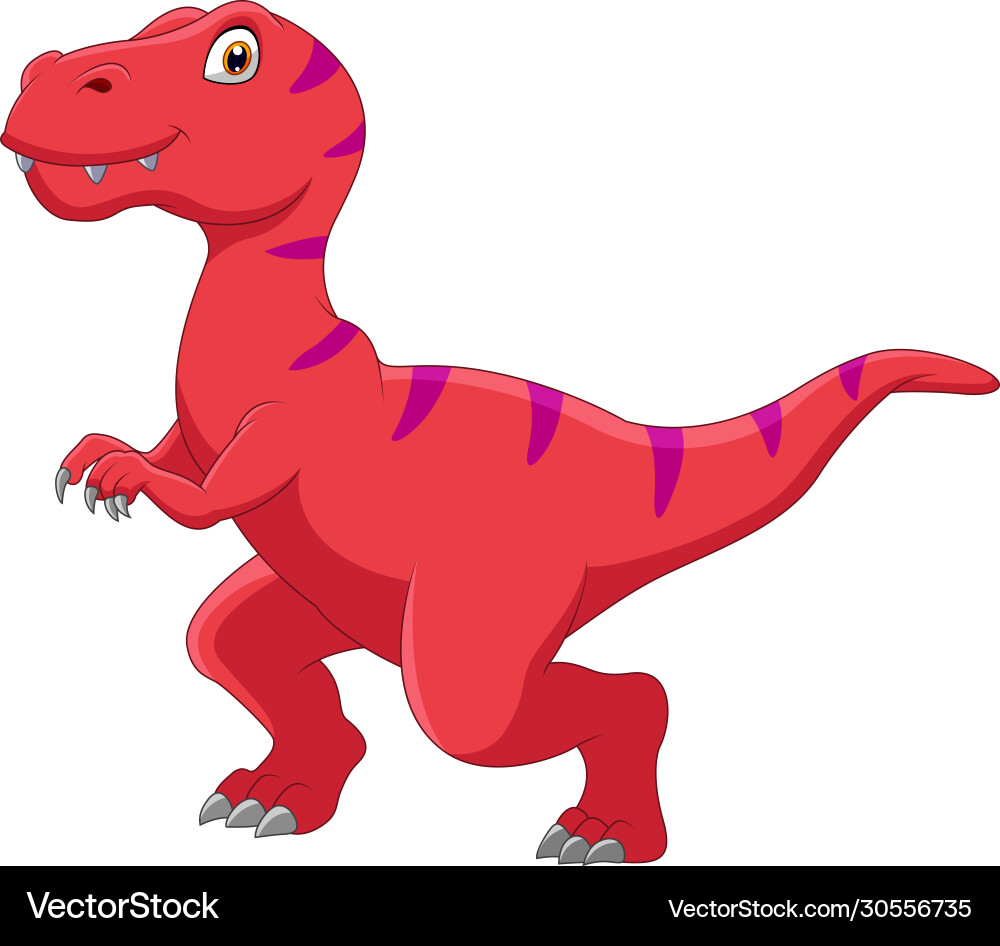 Cute cartoon t rex a walking Royalty Free Vector Image