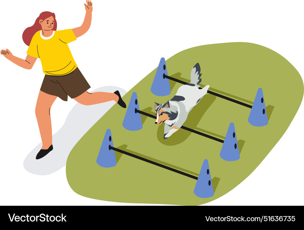 Dog jumping over agility hurdles Royalty Free Vector Image