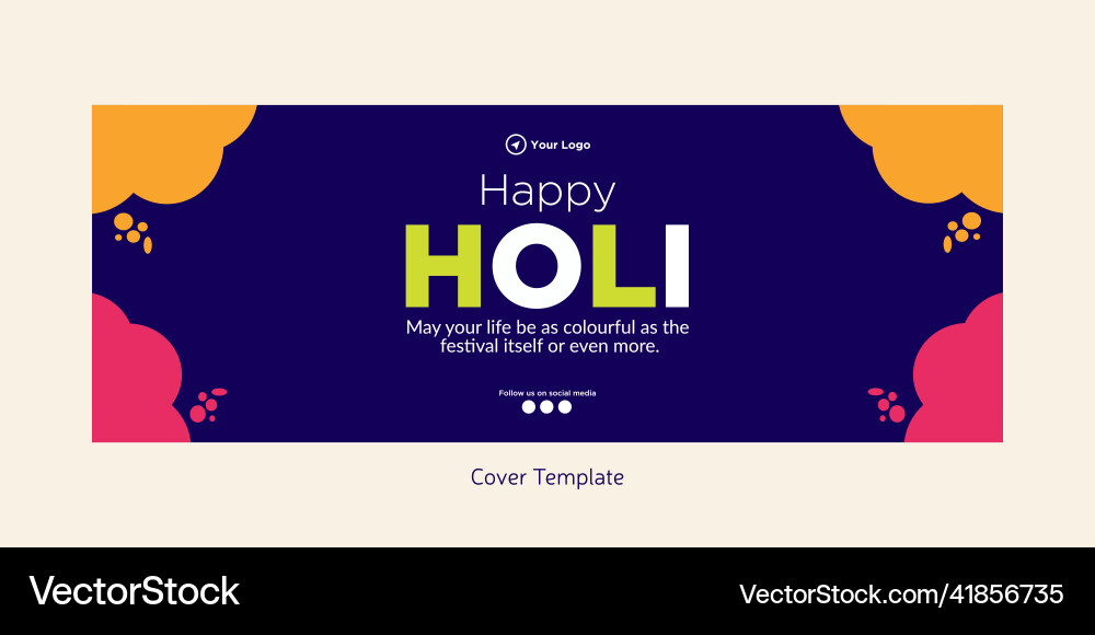 Happy holi cover page design Royalty Free Vector Image