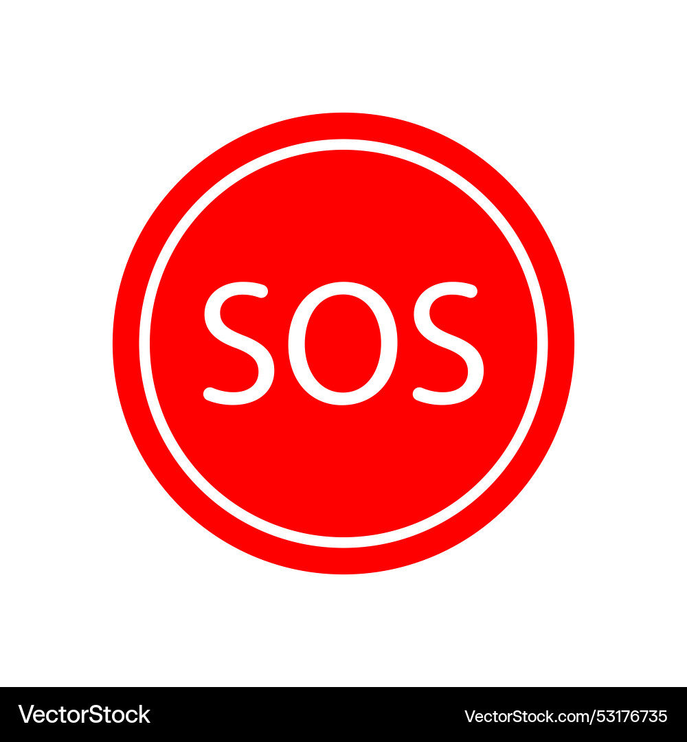 Red round sos sign emergency symbol Royalty Free Vector