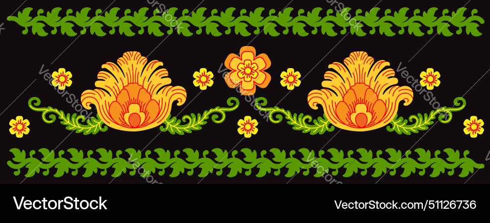 Abstract oriental or russian yellow and red Vector Image