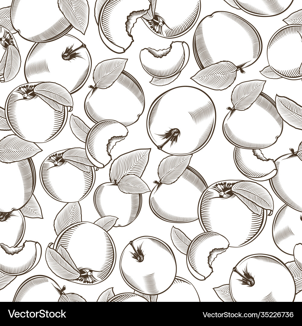Black and white seamless pattern with apples Vector Image