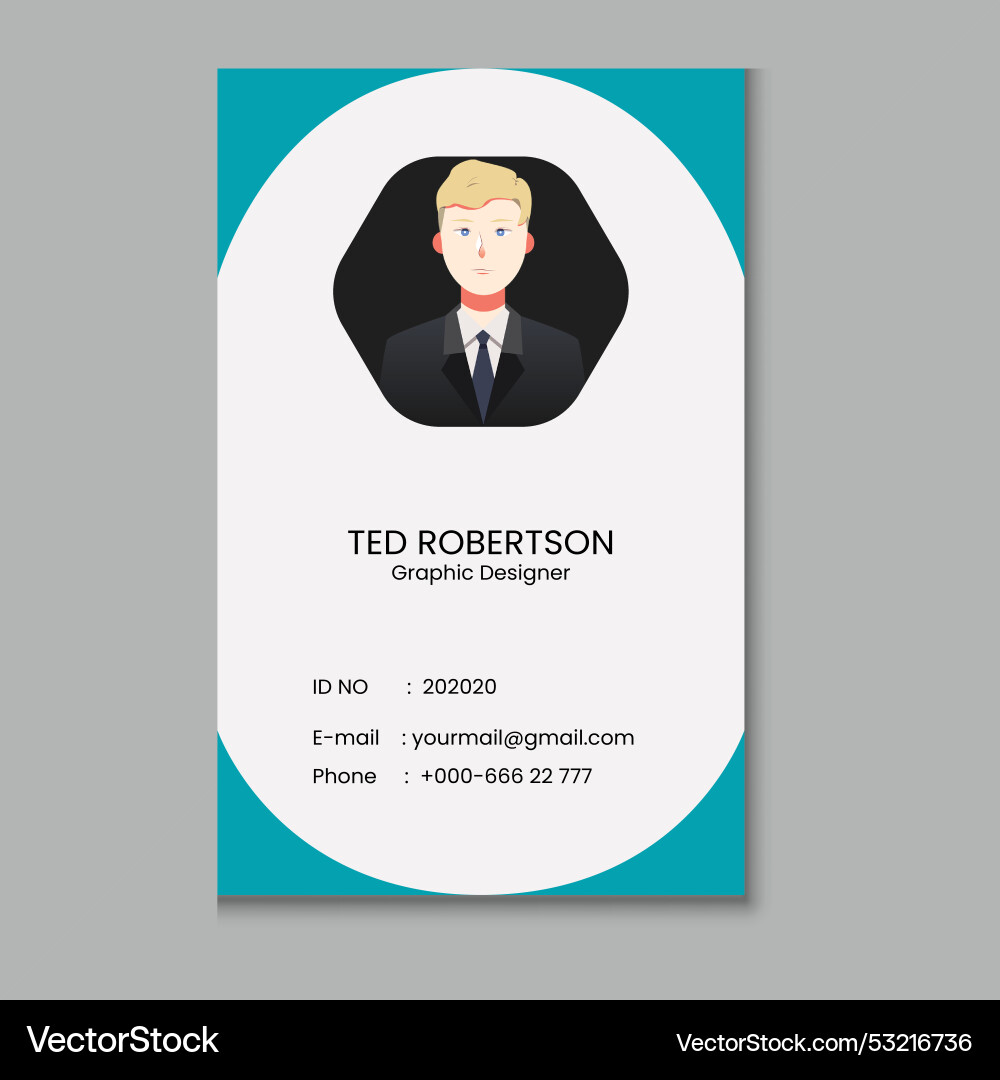 Blue id card design professional identity Vector Image