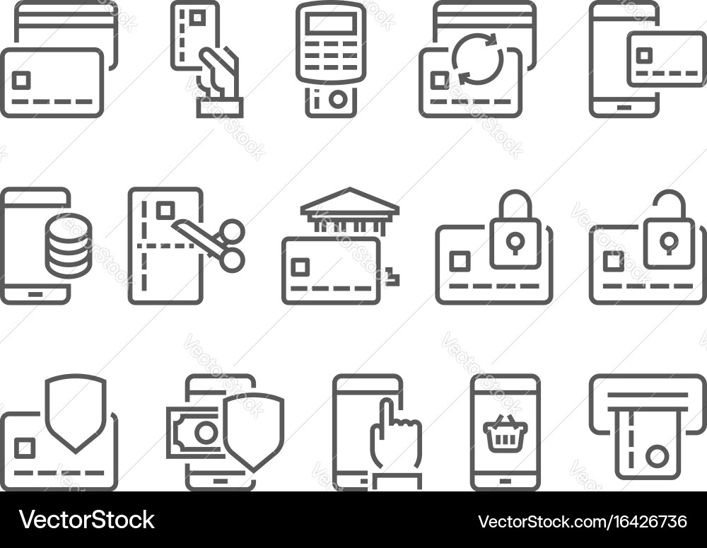 Pay on line and mobile banking icons Royalty Free Vector