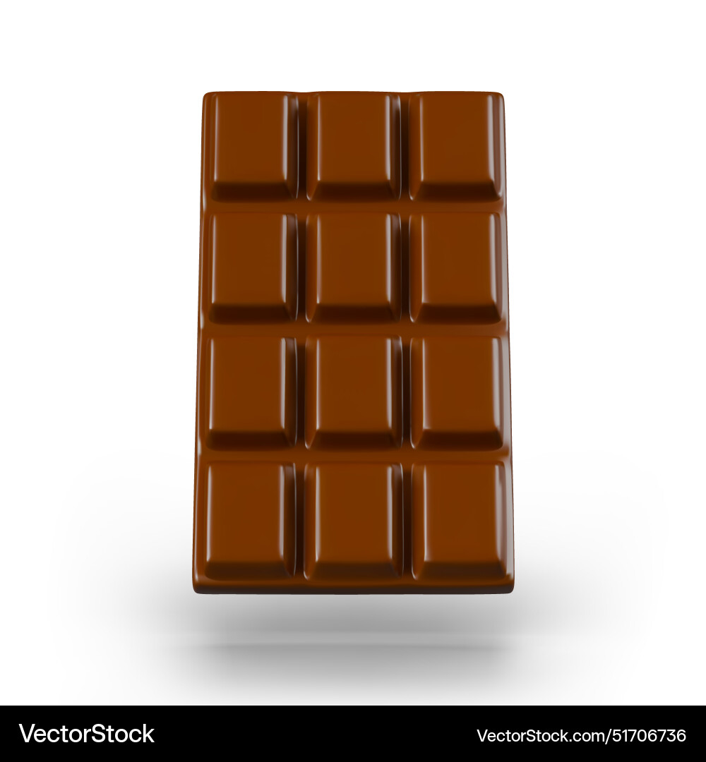 Realistic bar of chocolate on white background Vector Image