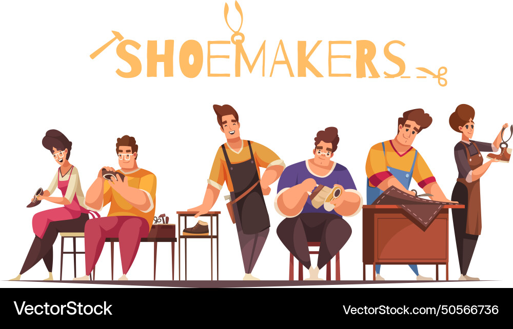 Shoemakers cartoon Royalty Free Vector Image - VectorStock