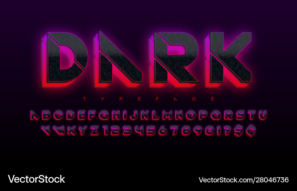 Stencil futuristic sci-fi alphabet extra glowing Vector Image
