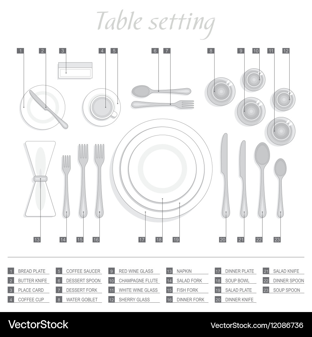 Table setting Royalty Free Vector Image - VectorStock