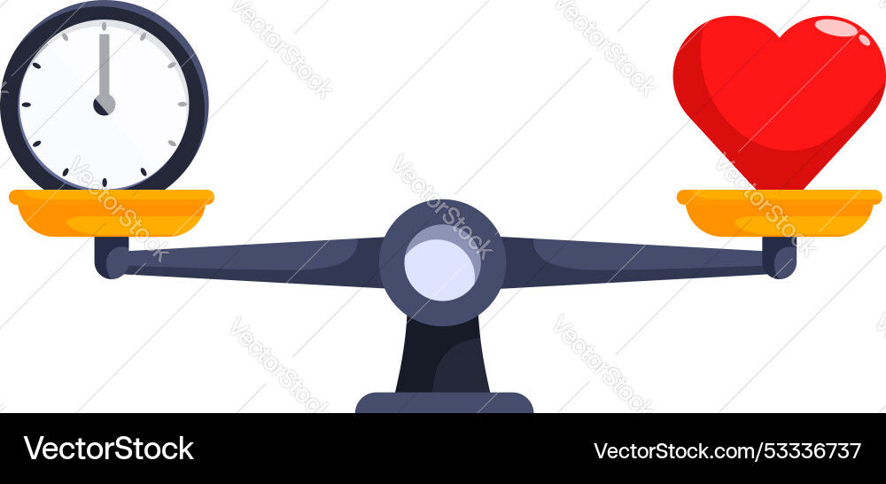 Balance scale weighing time and love concept Vector Image