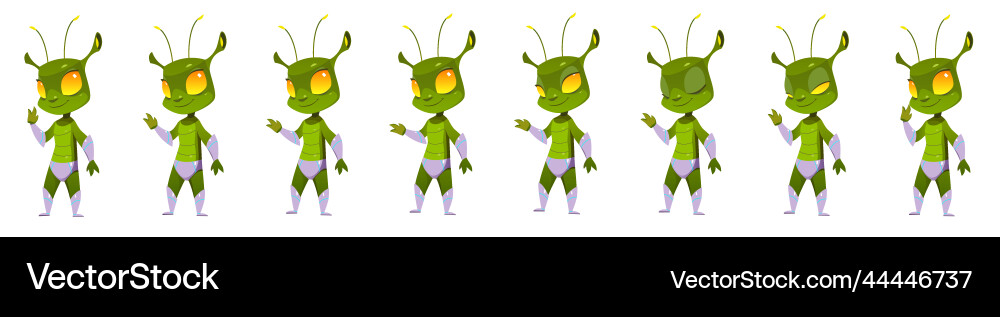 Cartoon alien character animation sprite sheet Vector Image