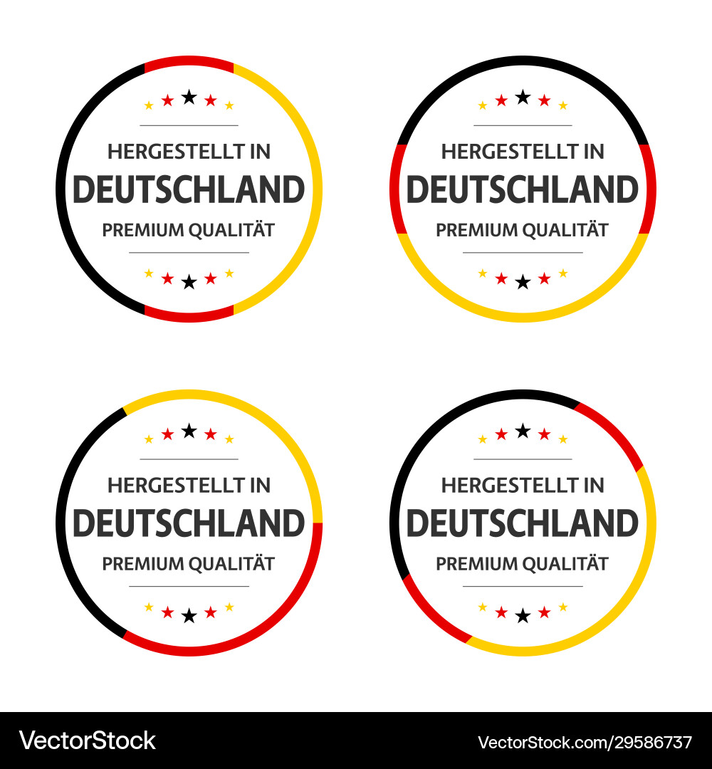 Vier deutsche Labels titel made in germany Vektorbild