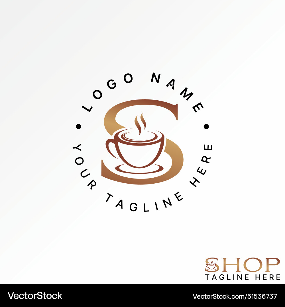 Letter initial s serif font with cup coffee Vector Image