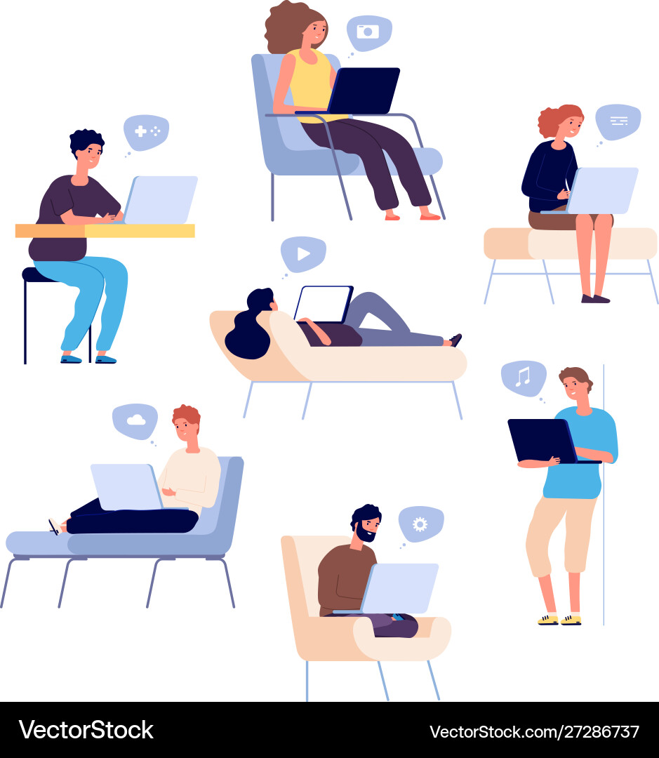 People Using Devices Online Royalty Free Vector Image