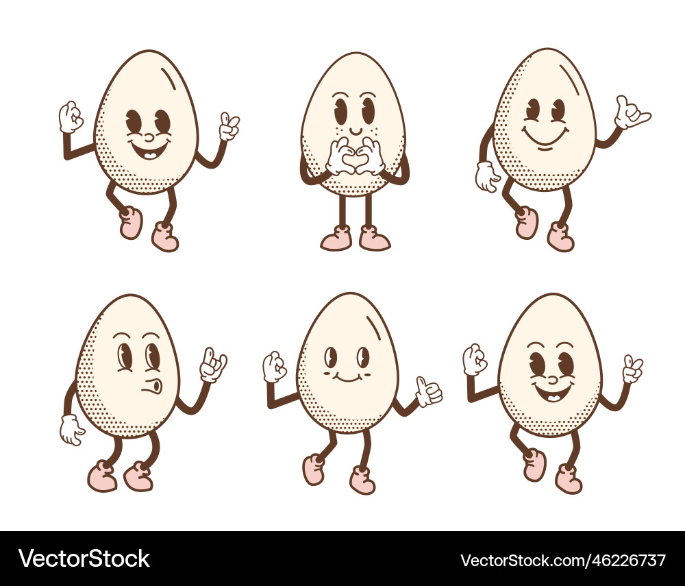 Retro Smiling Egg Mascot Royalty Free Vector Image