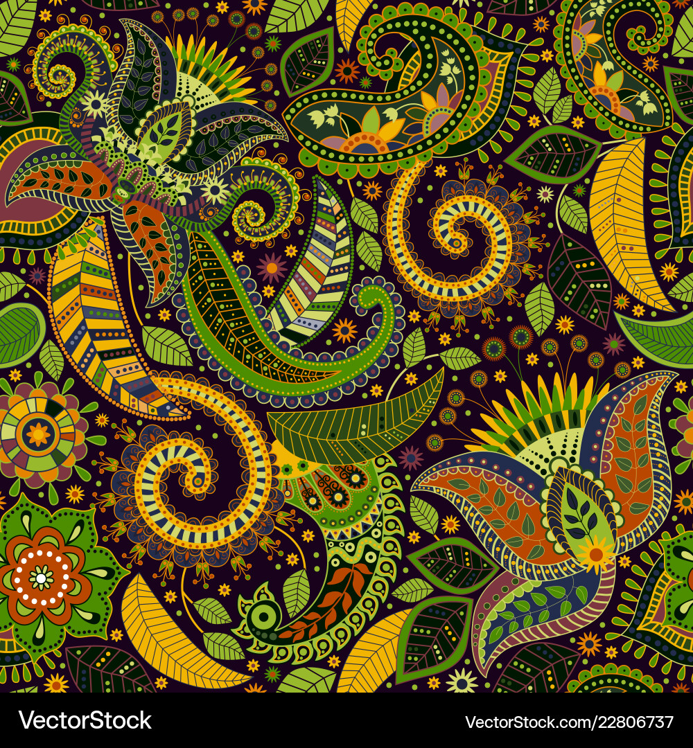 Seamless pattern indian floral ornament Royalty Free Vector