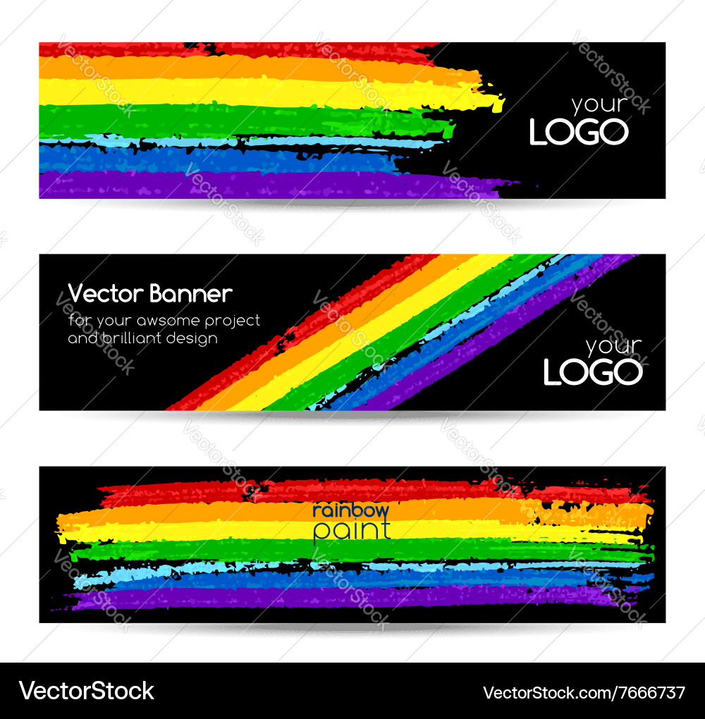 Set of banners with rainbow colors paint Vector Image