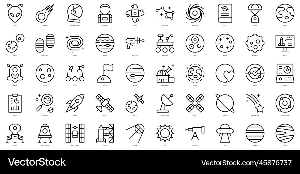 Set of thin line space icons Royalty Free Vector Image