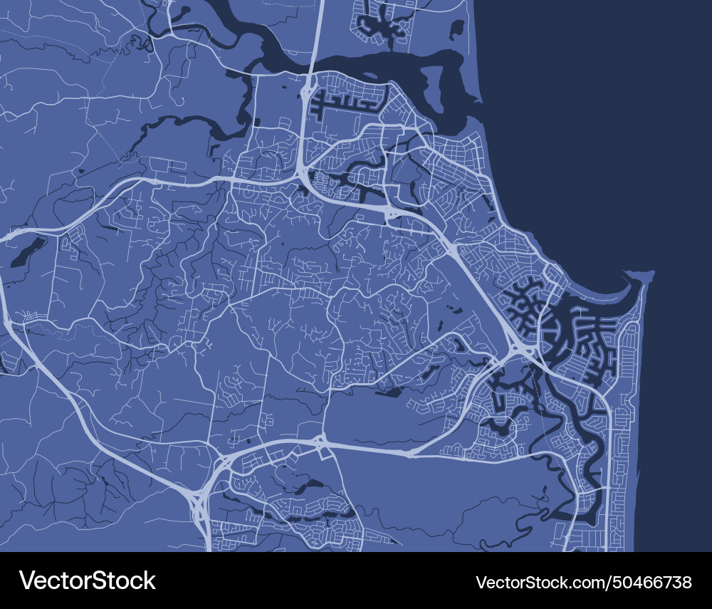 Blue sunshine coast map city in australia Vector Image