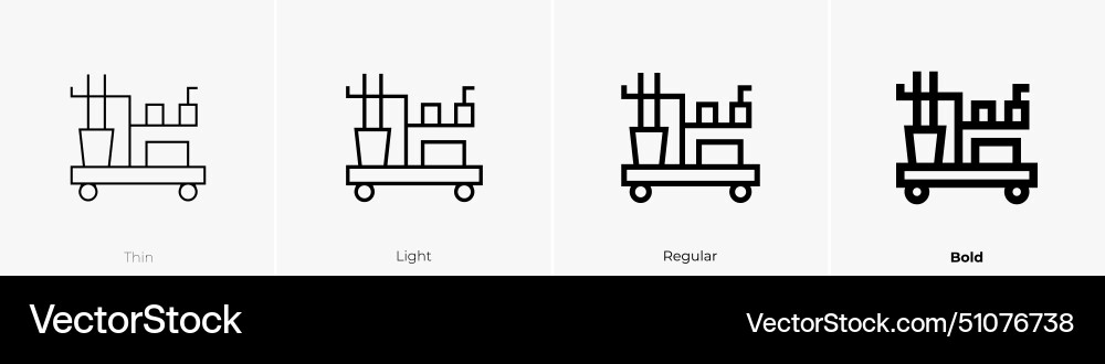 Cleaning cart icon thin light regular and bold Vector Image