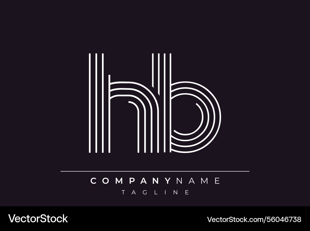 Creative hb lines letter logo design Royalty Free Vector