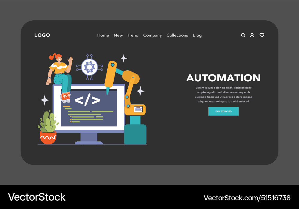 Devops web banner or landing page dark night Vector Image