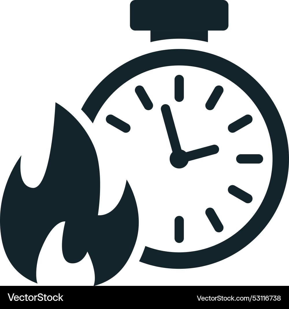 Fire burning time deadline clock showing urgency Vector Image