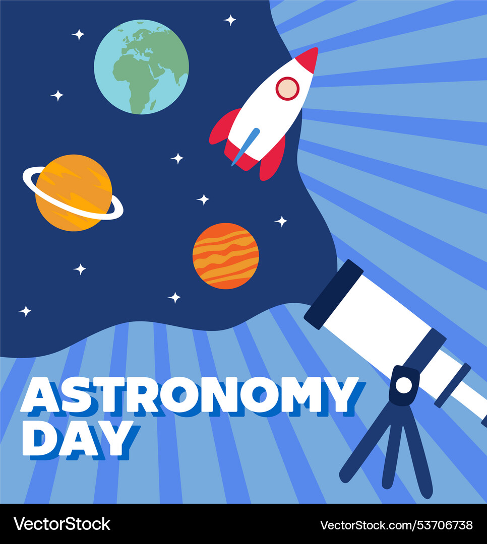 Happy astronomy day with outer space ornament Vector Image