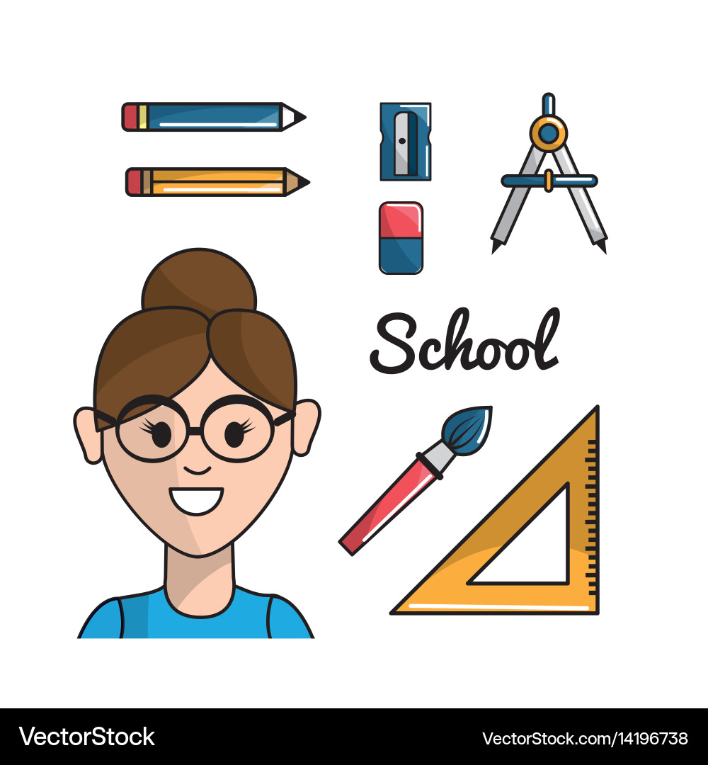 Teacher with school tools to learnd Royalty Free Vector