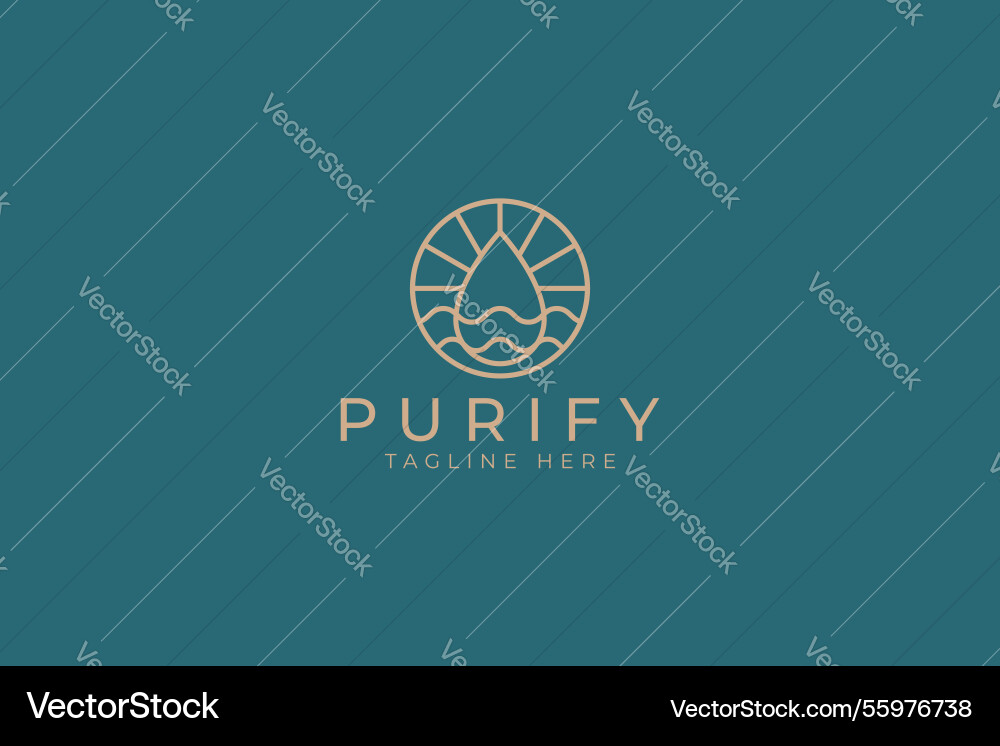 Water purification logo radiant minimalist Vector Image