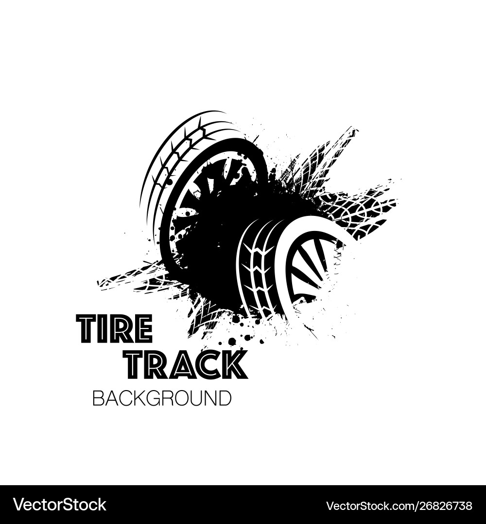 Wheel tire track circle background Royalty Free Vector Image