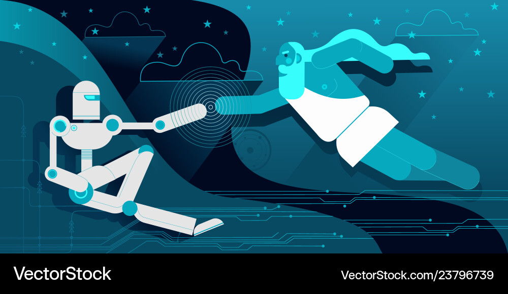 Creation of robot adam Royalty Free Vector Image