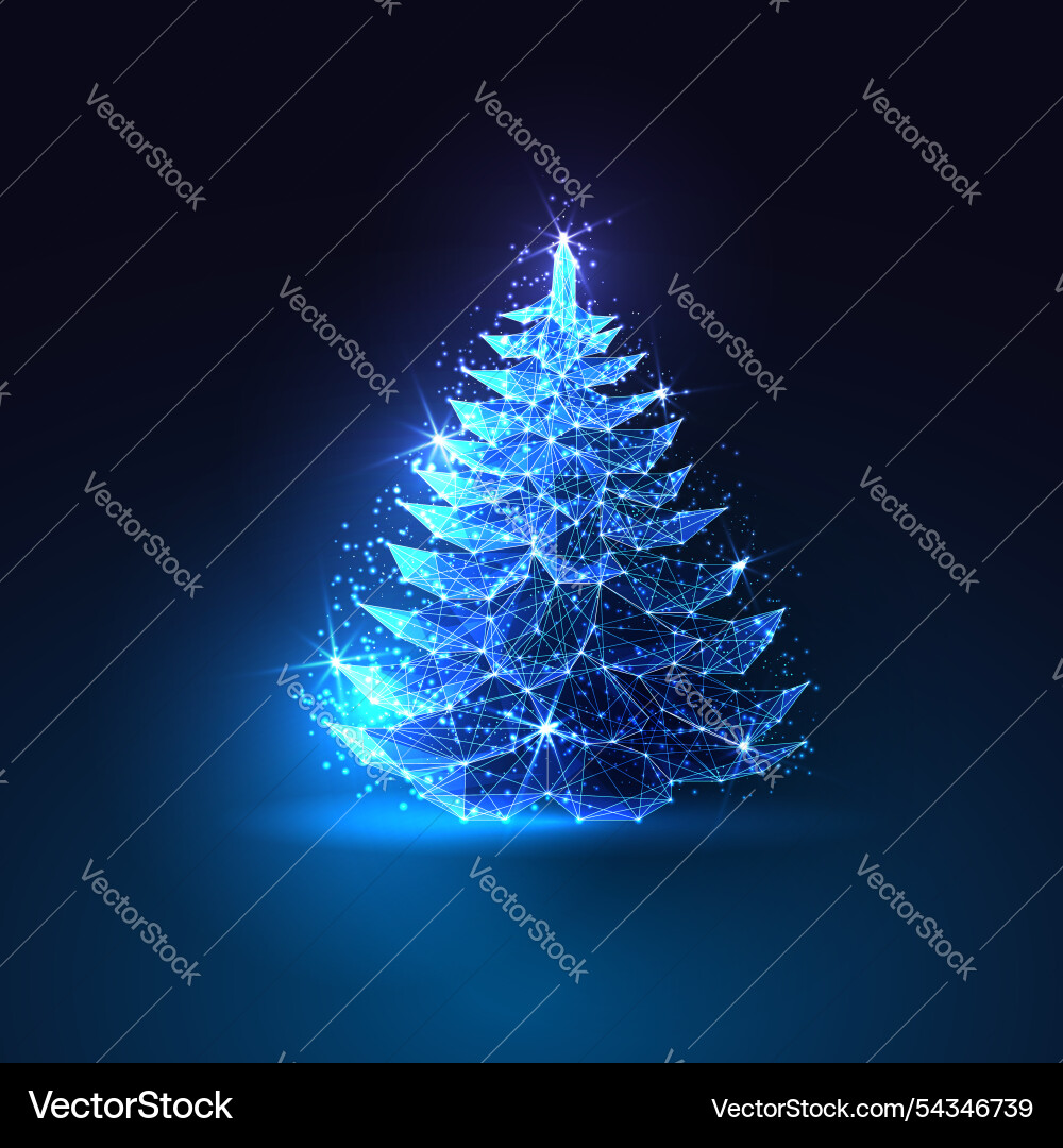 Futuristic glowing christmas tree made of digital Vector Image