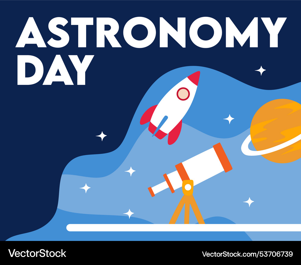 Happy astronomy day with outer space ornament Vector Image