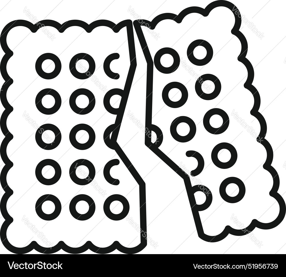 Square cracker breaking apart line icon snack Vector Image