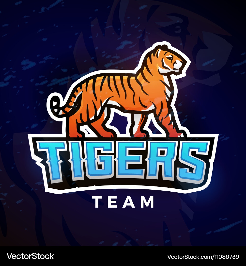 Tiger sport logo mascot design template Royalty Free Vector