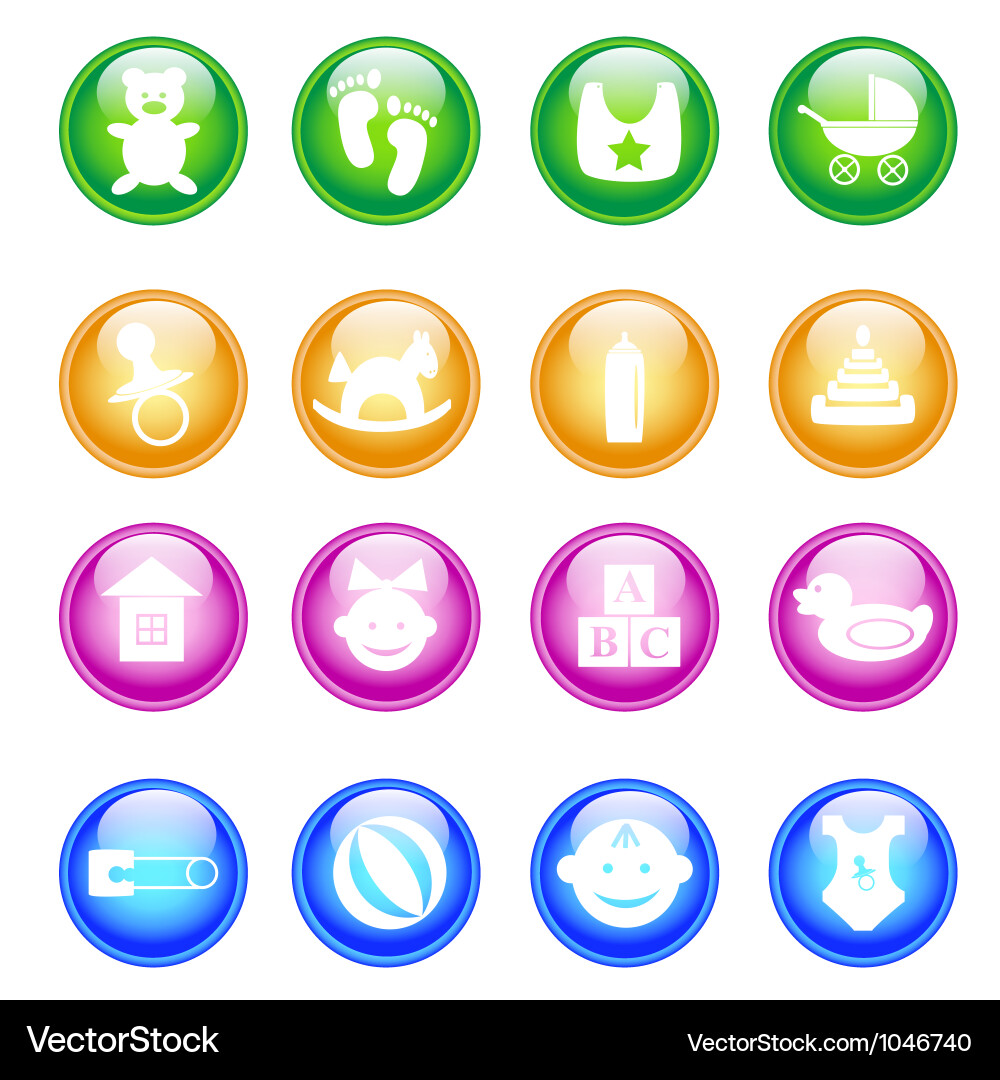 Baby colorful icon set Royalty Free Vector Image