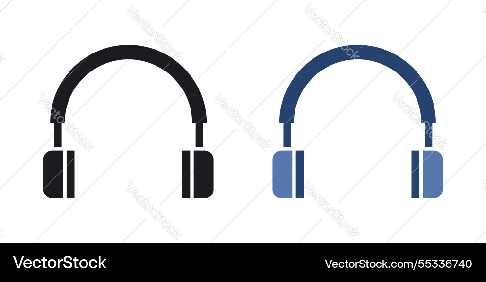 Headset icons set black and colored style Vector Image