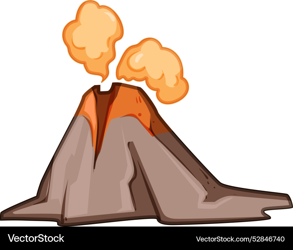 Magma volcano eruption cartoon Royalty Free Vector Image