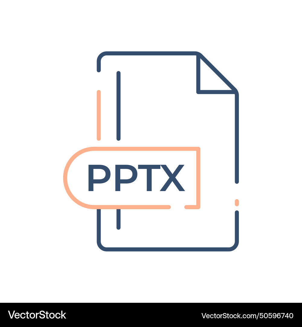 Pptx file format icon extension line Royalty Free Vector