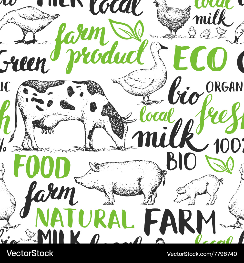 Seamless pattern with farm animals Royalty Free Vector Image