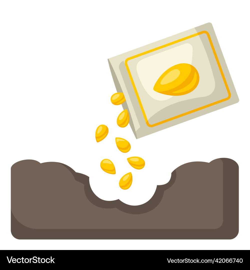 Seed or grain fall out of package for sowing Vector Image