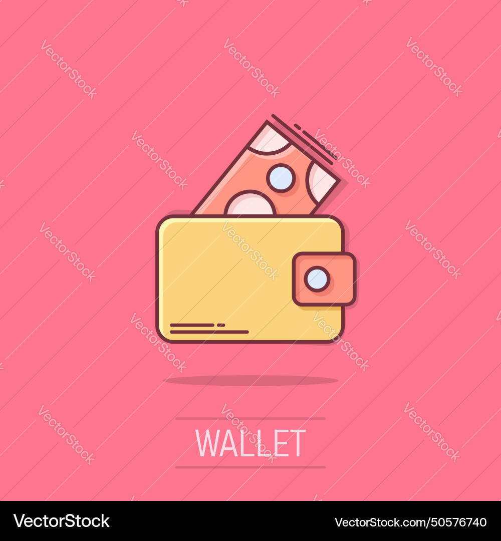 Wallet icon in comic style purse cartoon Vector Image