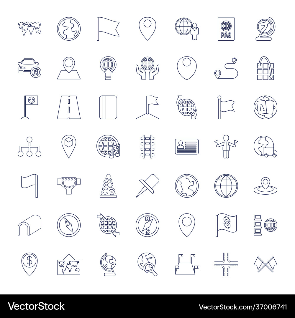49 map icons Royalty Free Vector Image - VectorStock