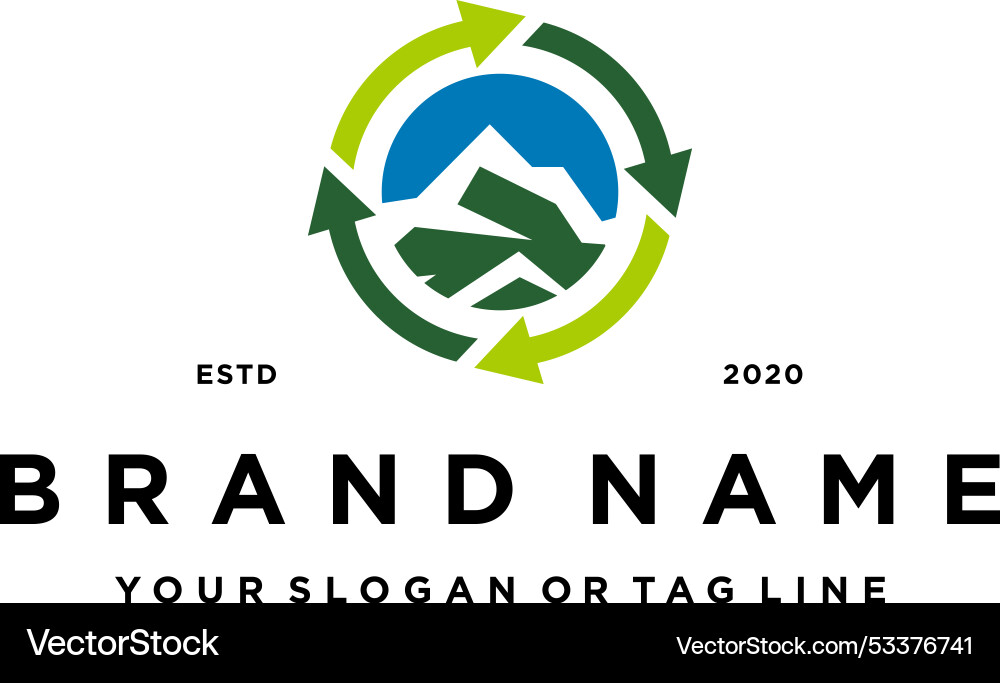 Creative mountain arrow circle recycling logo Vector Image