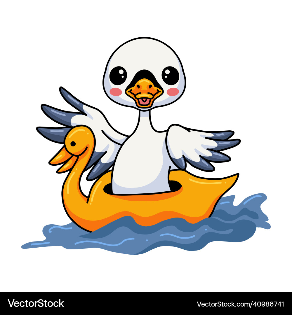 Cute little goose cartoon floating Royalty Free Vector Image