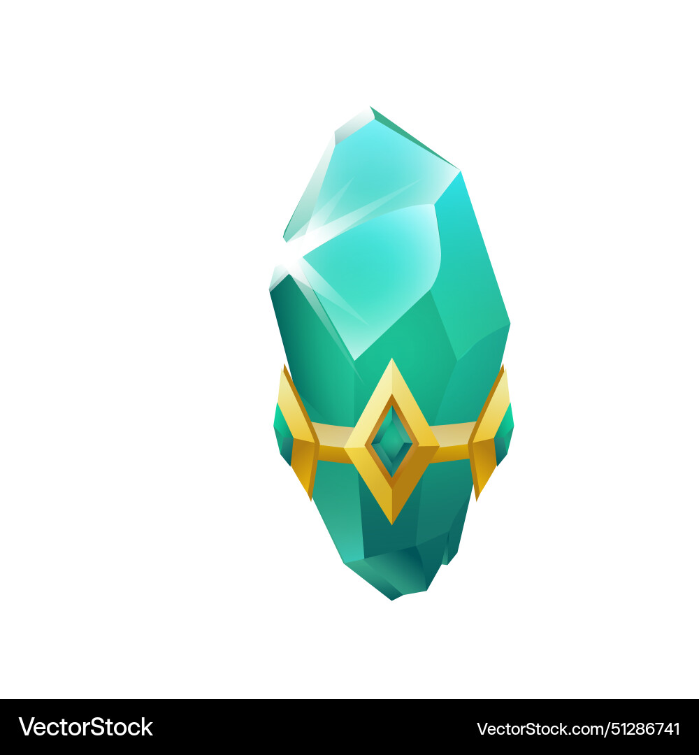 Green precious crystal with gold ring Royalty Free Vector