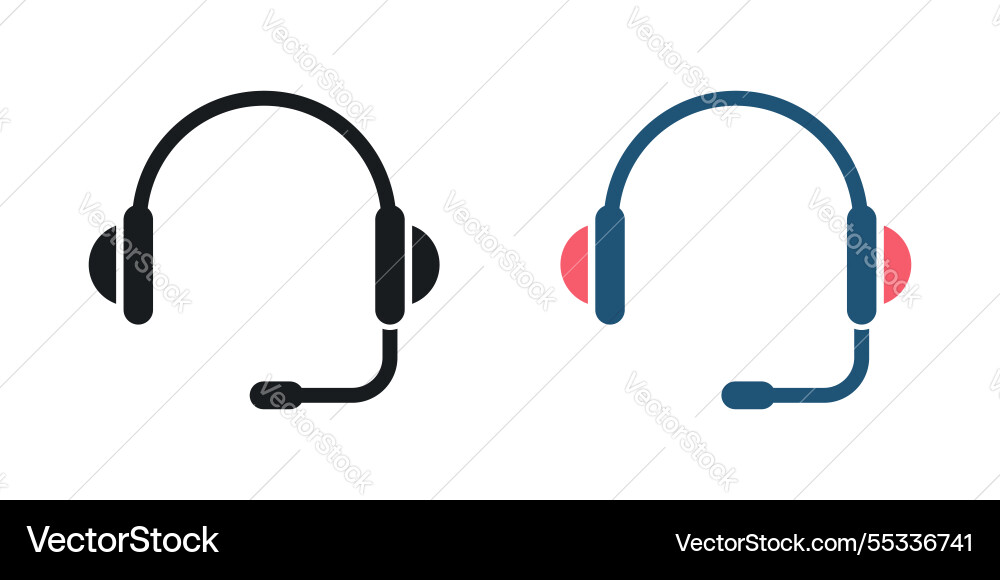 Headset icons set black and colored style Vector Image