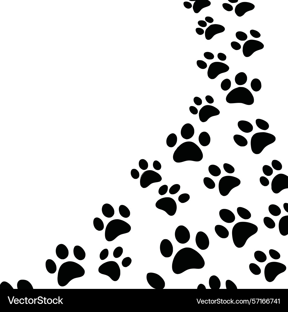 Paw print corner border silhouette Royalty Free Vector Image